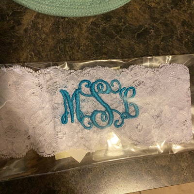 Personalized Wedding Garters Brides Something Blue Garter MONOGRAMMED ...