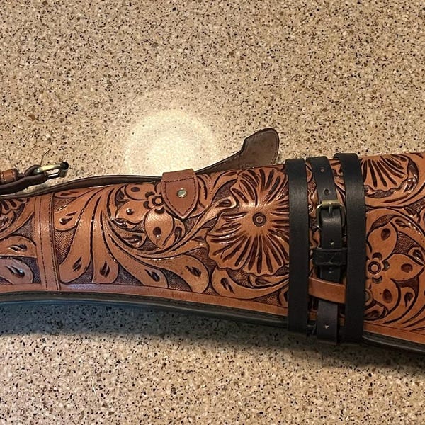 Western Rifle Scabbard 40-50 Inches Tan Leather Rifle Scabbard With Fur ...
