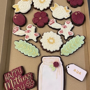 Jar and Flowers Set Cookie Cutter and Embosser, Happy Mother's Day, Mum ...