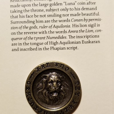 King Conan Golden Lion of Aquilonia, Solid Brass Fantasy Coin, - Etsy