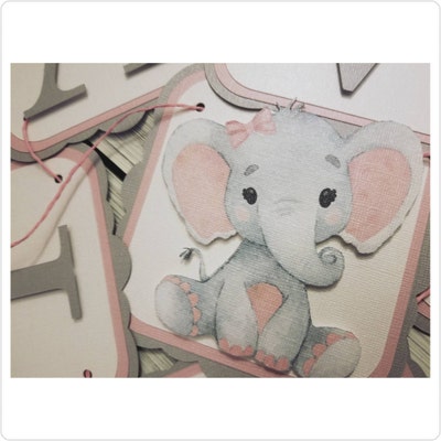 Peanut Elephant Centrepiece for Baby Girl Shower in Light Pink & Gray ...