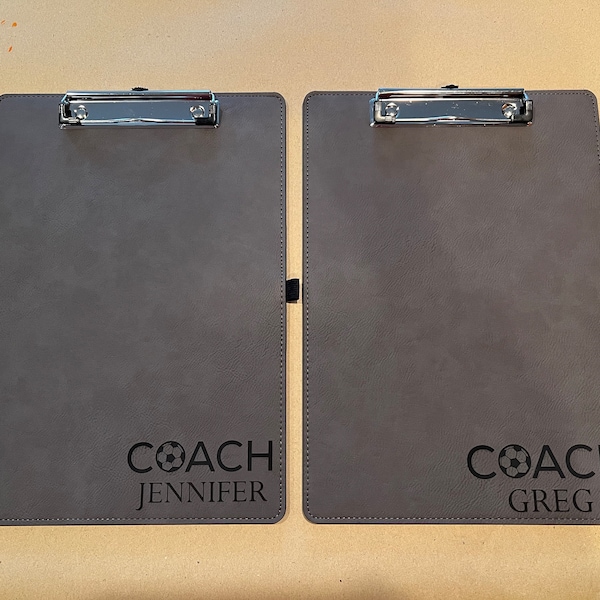Custom Coach Name Engraved Leather Clipboard, Personalized Leather ...