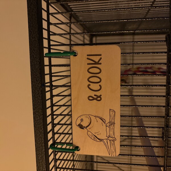 Ring-necked Parakeet Cage Tag, Rose-ringed Parakeet, Parakeet Cage Sign ...
