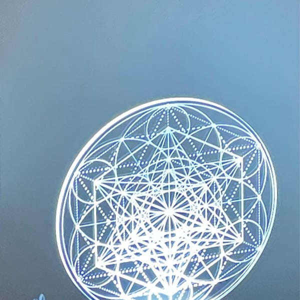 Metatron's Cube & Seed of Life Illuminated Wooden Base: Sacred Geometry ...