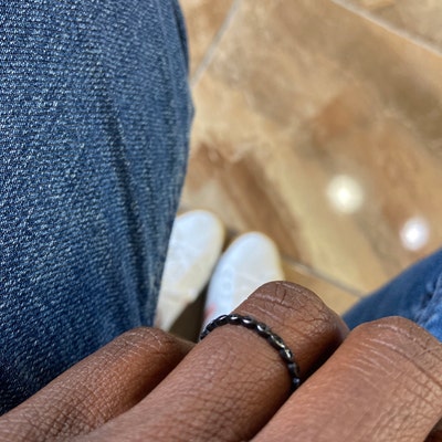 Women Black Eternity Ring, CZ Full Eternity Band, Skinny 2mm Solid 925 ...