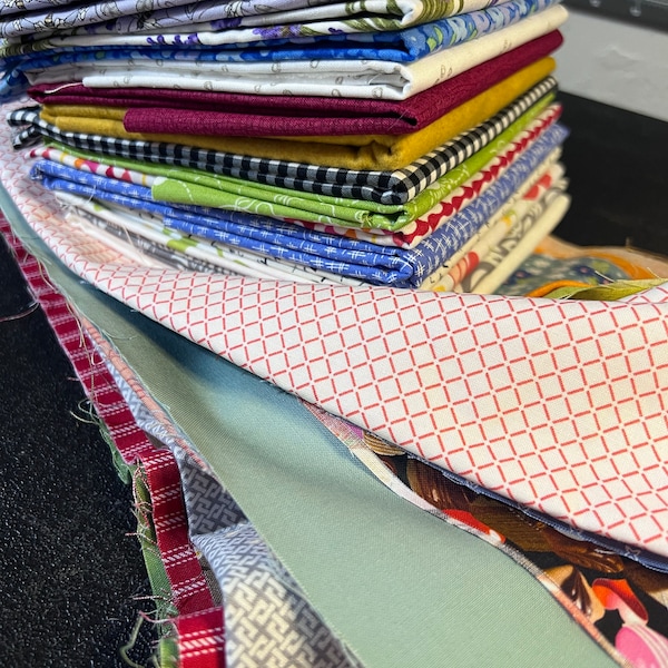 Scrap Fabric Bundle, 3 Pounds Solids, Mystery Grab Bag, Sewing Supplies ...