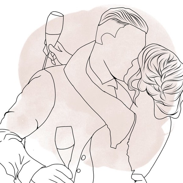 Custom Faceless Portrait, One Line Drawing, Outline Drawing, Gift for ...
