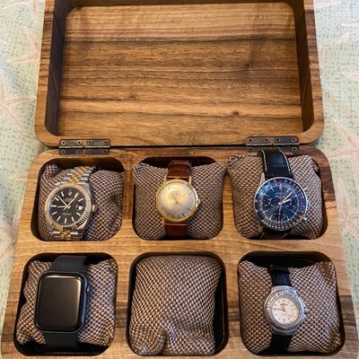 Custom Engraved Wooden Watch Organizer, Personalized Watch Storage Case ...