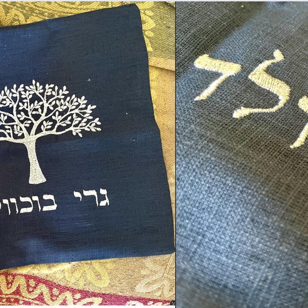 Tefillin and Talit Bag Set,jewish Prayer Bag,tallis Bag,grey Linen ...