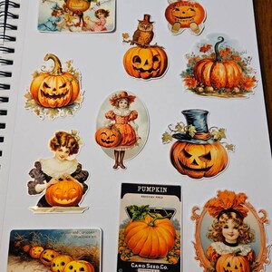 Vintage Pumpkin Stickers. Halloween Sticker Pack, Handmade Stickers ...