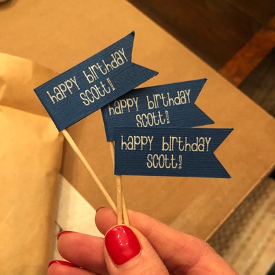 Custom Modern Flags Modern Minimalistic Personalized Cupcake Flags With ...