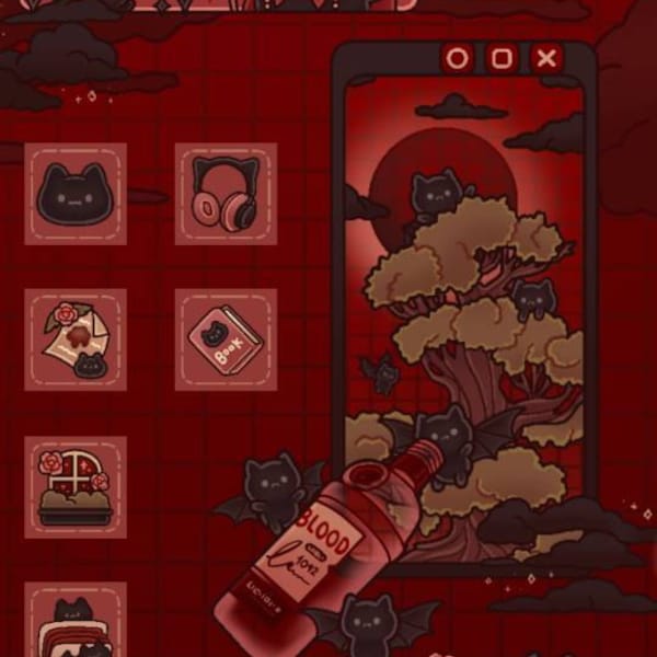Bat Vampire App Icon Set: Kawaii Phone Theme and Widgets(ios/android ...