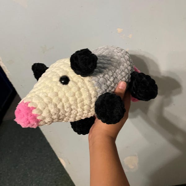 Crochet Possum Pattern NO SEW Opossum Laying Down Sploot Regular Size ...