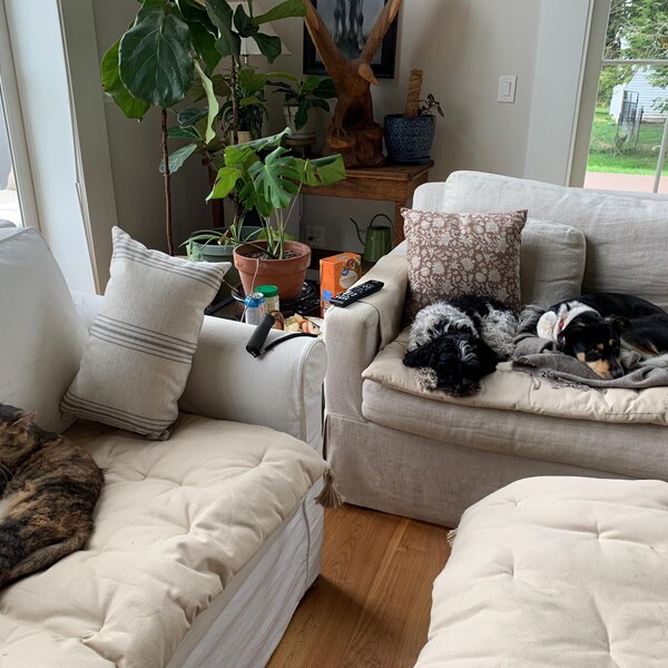 Linen Sofa Topper Couch Cover Pet Friendly Custom Size Handmade Couch ...