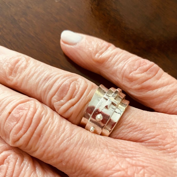 Rotating - Spinner - Ring With Secret Code and Custom Text. Silver Ring ...