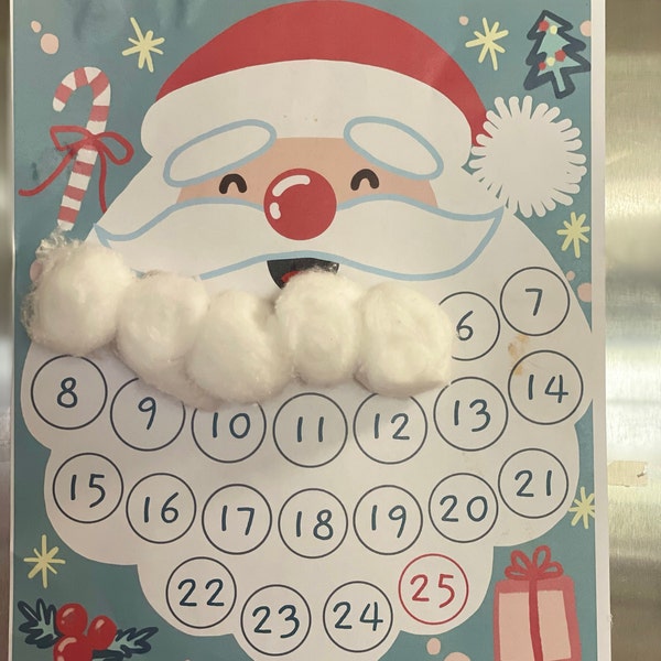 Countdown to Christmas, Glue Cotton Balls on Santa's Beard Countdown ...