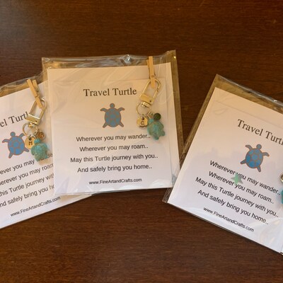 Two Turtles Escape Keychain, Turtle Keyring, Good Luck Charm, Travel ...