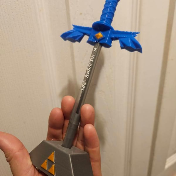 Master Sword Pen With Triforce Pedestal - Zelda Ocarina of Time - Etsy