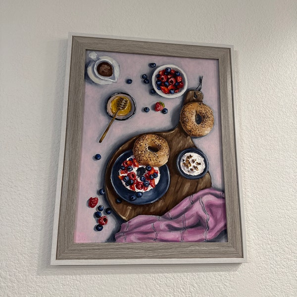 Waffle Painting Original Oil Picture Food on Canvas Belgian Waffles Art ...