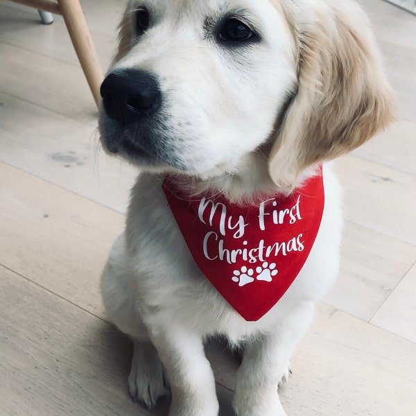 RED My First Christmas Dog Cat Bandana Neckerchief Bandana for Dogs ...