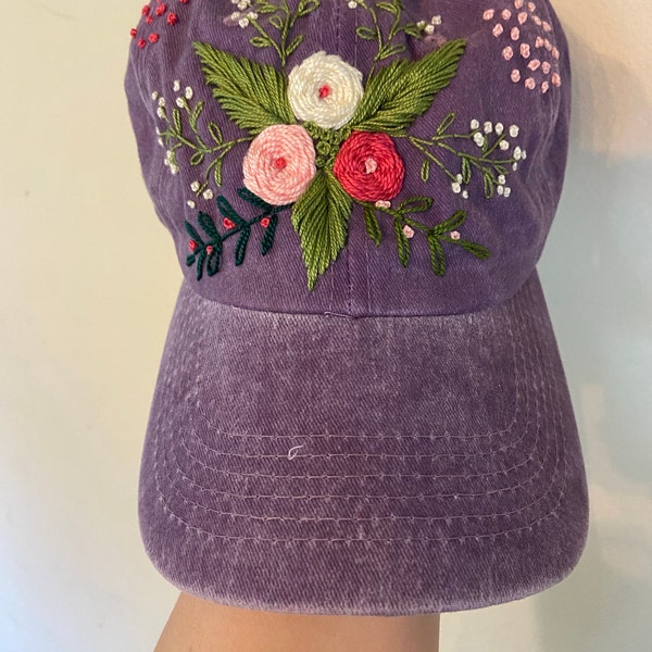 Hand Embroidered Baseball Cap - Etsy