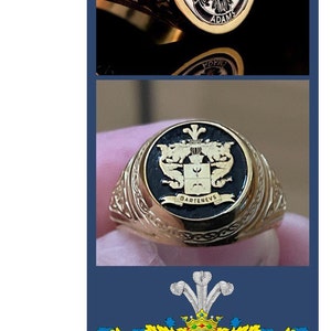 Customisable 925 Sterling Silver 14 K Gold Plated Family Crest Ring ...