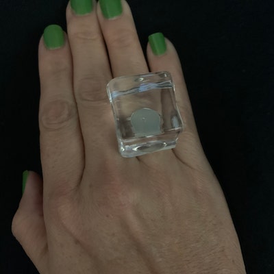 Iridescent Cool Rings Colored Glass Rings Quirky & - Etsy