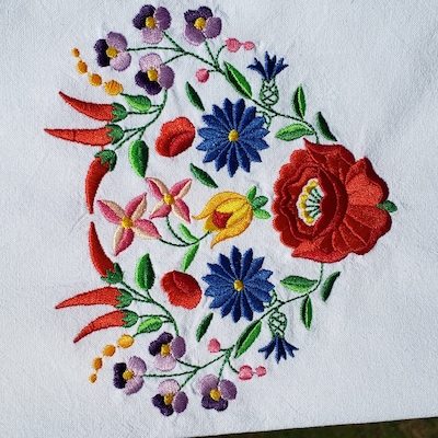 Hungarian Embroidery Kalocsai in a Heart Shape Kalocsai Minta Szív ...