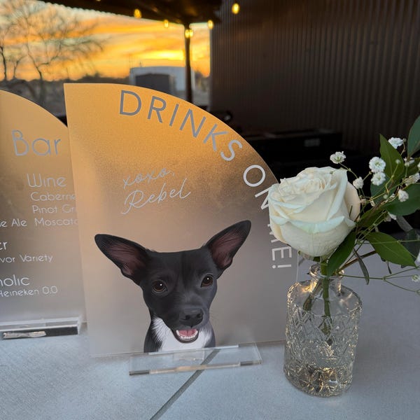 Custom Pet Portrait Signature Drink Sign, Cartoon Portrait Wedding Bar ...