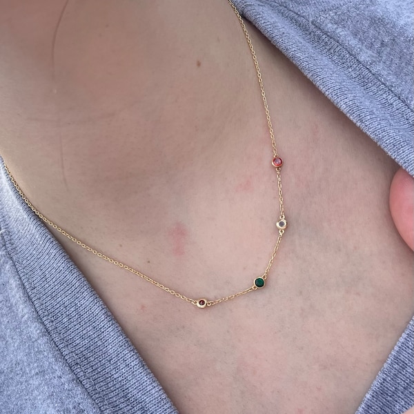 Multi-birthstone Necklace, Family Birthstone Jewelry, Kids for ...