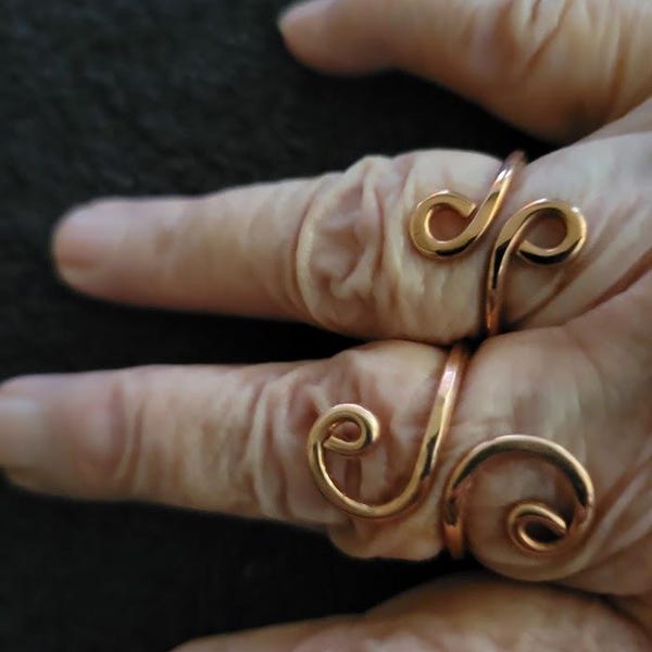 PURE COPPER Ring, Ladies Petite Wave Band, Copper Arthritis Ring, Art ...