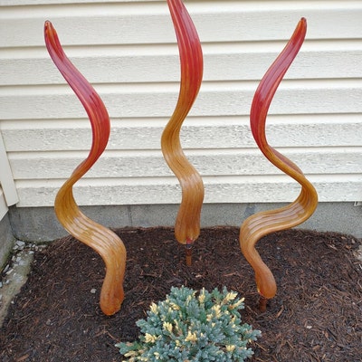 Hand Blown Glass Garden Leaf Art Handmade Teal Glass Leaf. - Etsy