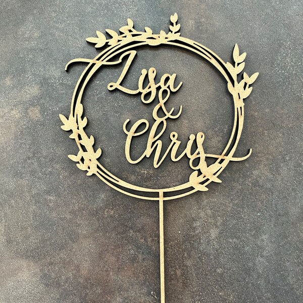 Gold Cake Topper With Names, Personalized Cake Topper, Custom Names ...