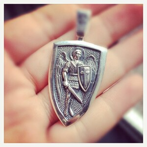 Archangel St.michael Protect Me Saint Shield 925 Sterling Silver ...