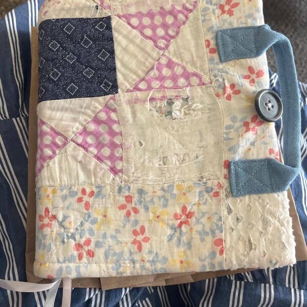 Handmade Quilted Journal Cover, Vintage Quilt Journal Cover ...