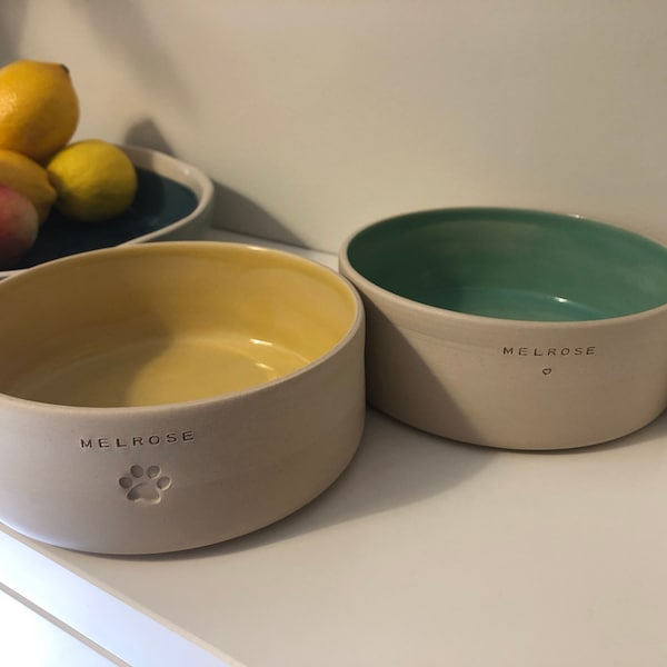 Personalised Ceramic Pet Bowl: Handmade Dog or Cat Food Water Dish ...