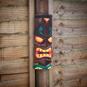 Tiki Mask Wall Hanging Hand Painted 30cm Man Cave, Garden Bar, She Shed ...