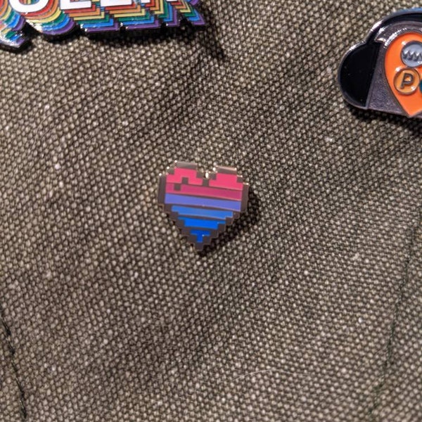 Bisexual Pixel Heart Pin — Subtle Bi Pride Flag Accessory Gift Queer ...