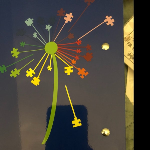 Autism Puzzle Piece Dandelion Car Decal, Autism Awareness, Autism ...