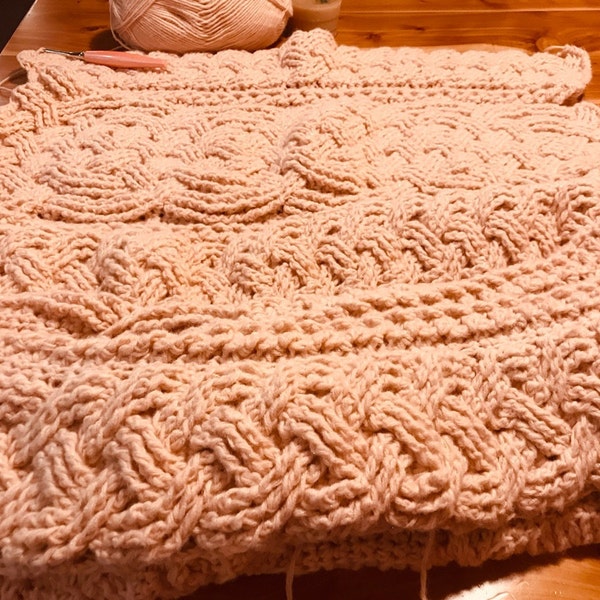 Crochet Blanket Pattern, Aberdeen Braided Cable Blanket Afghan Throw ...
