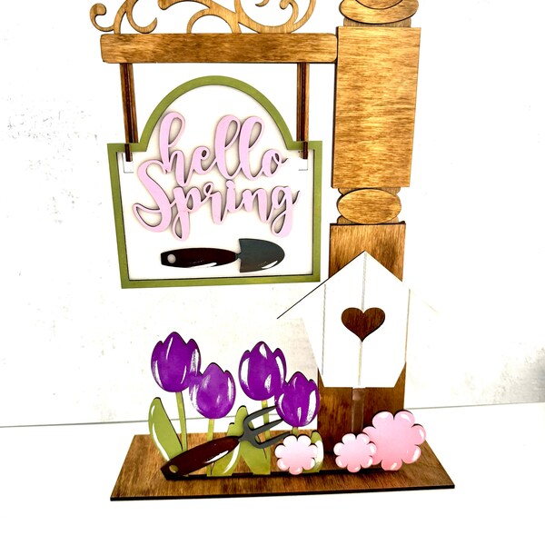 Mini Post Sign Interchangeable Insert "hello Spring" Shelf Sitter Sign SVG Holiday Seasonal ...