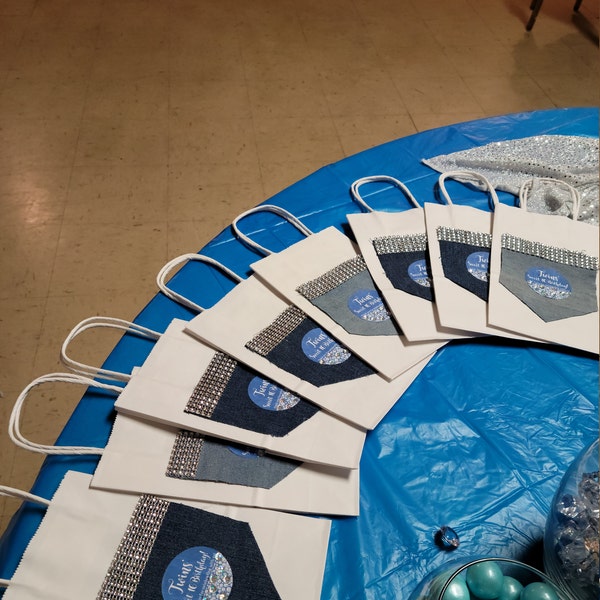 Denim & Diamonds Birthday Party Stickers or Favor Tags, Denim and ...