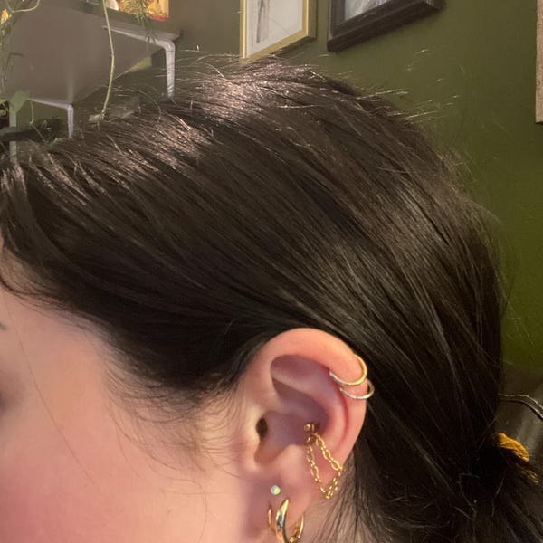 16g Chain Curved Barbell, Rook Chain Earring, Eyebrow Ring, Belly ...