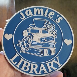 Personalized Laser Engraved Birch Wood Library Street Sign Bookshelf ...