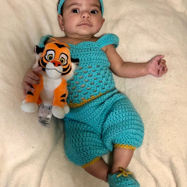 Crochet Disney's 'jasmine' Inspired Princess Jumper With Slippers- Size ...