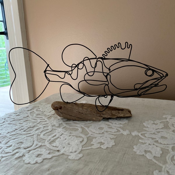 Wall Hanging Sunfish Wire Art Facing Left, Fish Wire Art, Metal Wire ...