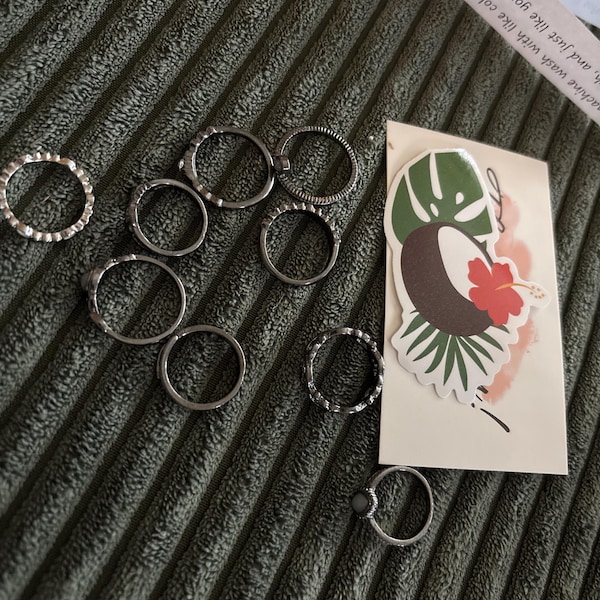 21pcs Stackable Rings Set | Multi Design Rings, Yin Yang, Black Rings ...