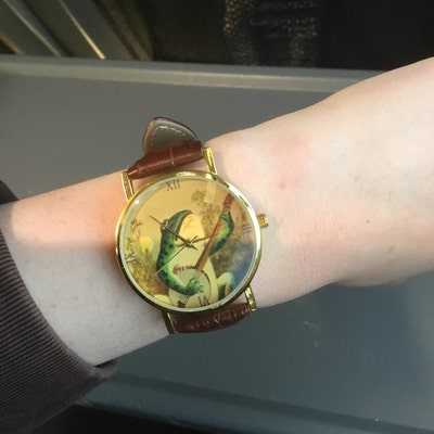 Frog Playing Guitar Leather Watch, Frog Music Ladies Watch, Unisex ...