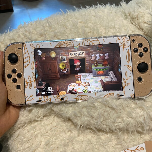 Beige Floral Pattern Nintendo Switch Vinyl Sticker Beige Solid Colors ...