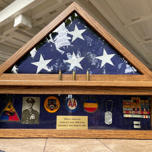 Memorial Flag Display Case With Shell Casing Holes and Medals Section ...